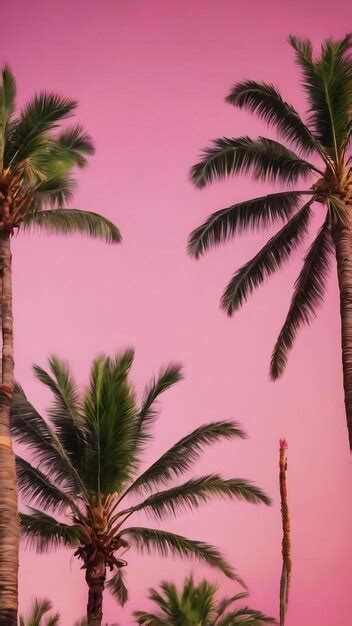 Pink Background With Palm Tree Premium AI Generated Image