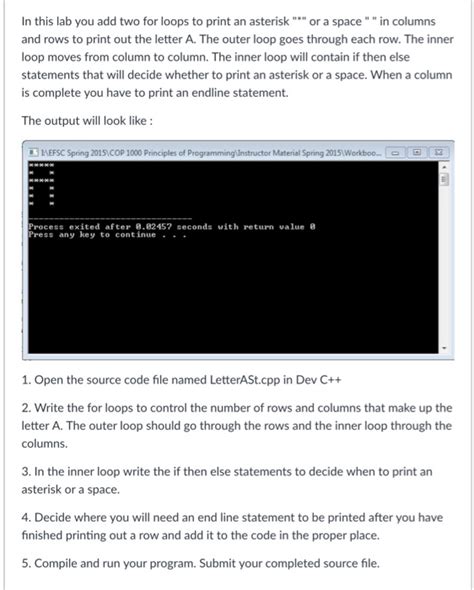Solved In This Lab You Add Two For Loops To Print An