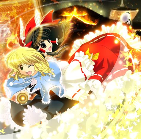 Hakurei Reimu And Kirisame Marisa Touhou Drawn By Natsukawa Sarasa Danbooru