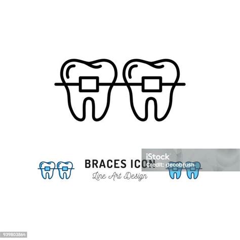 중괄호 아이콘 구강 치과 치료입니다 치아 교정기 얇은 라인 아트 아이콘 벡터 일러스트 레이 션 건강한 생활방식에 대한 스톡 벡터 아트 및 기타 이미지 Istock