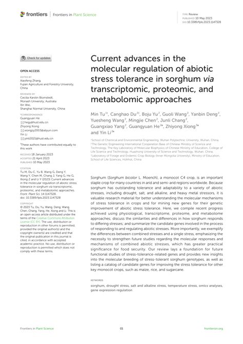 Pdf Current Advances In The Molecular Regulation Of Abiotic Stress