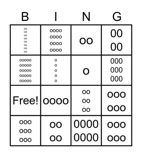 Array Bingo Card