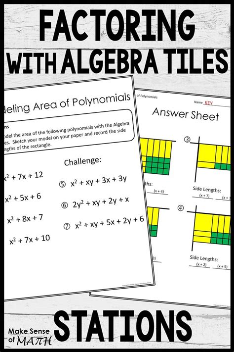 Factoring With Algebra Tiles Worksheet Pdf