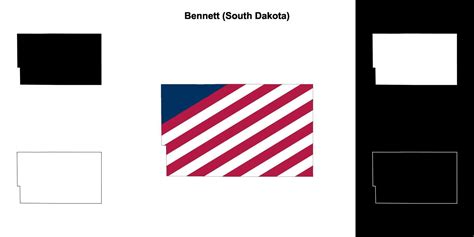 Bennett County South Dakota Outline Map Set 43577225 Vector Art At