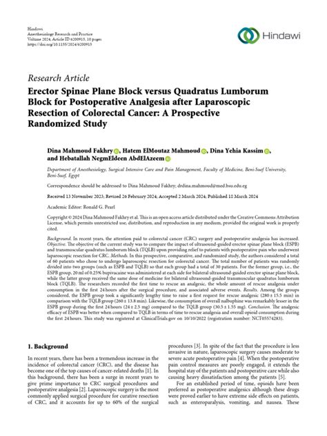 Esp Vs Ql Block Download Free Pdf Anesthesia Surgery
