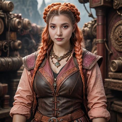 Female Dwarf In Leather Armor Fantasy Character Portrait