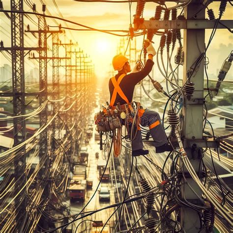 Assembly Worker Works At Industrial Construction Site Stock