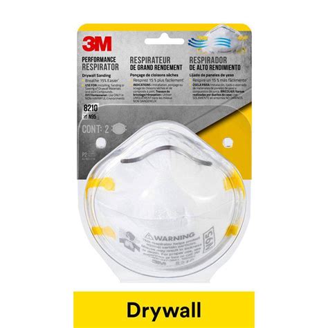 3m 8210 N95 Drywall Sanding Performance Disposable Respirator 2 Pack