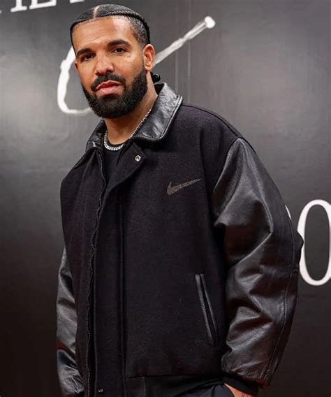 Drake Black Varsity Bomber Leather Jacket Usaleatherfirm