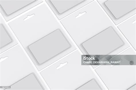 종이 물집 팩에 플라스틱 기프트 카드는 고립 된 흰색 배경 3d 그림에 템플릿을 조롱 모형에 대한 스톡 사진 및 기타 이미지