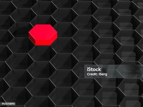 검은 육각형 붉은 요소와 배경입니다 3 차원 일러스트 레이 션 세포에 대한 스톡 사진 및 기타 이미지 세포 연결 0명 Istock