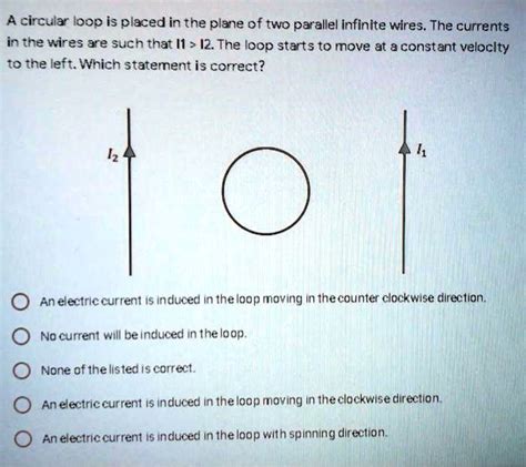 Solved A Circular Loop Is Placed In The Plane Of Two Parallel Infinite Wires The Currents In