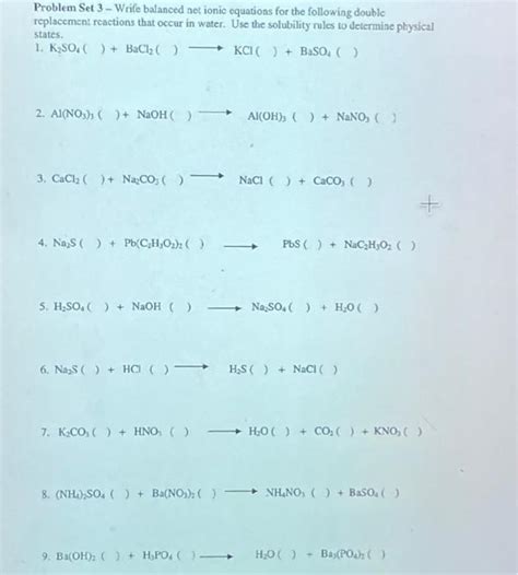 Solved Problem Set 4 Write Balanced Chemical Equations