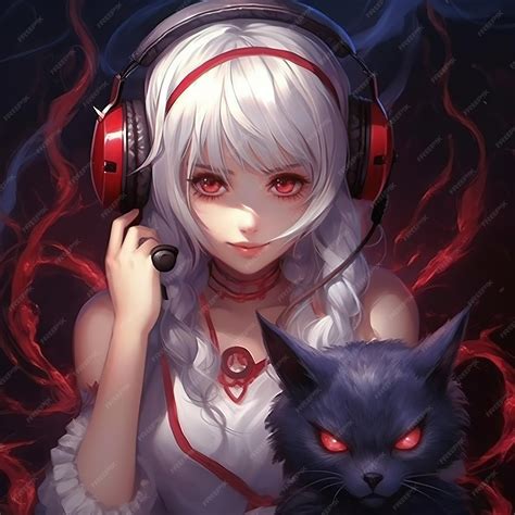 Premium Photo Anime Girl With A Black Cat