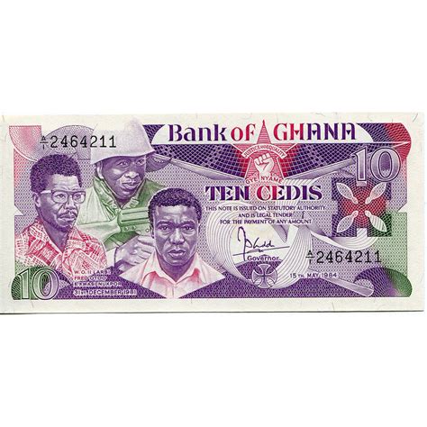 Ghana 10 Cedis 1984 P23a Unc Golden Eagle Coins