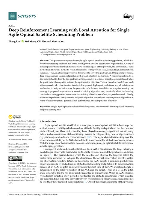 Pdf Deep Reinforcement Learning With Local Attention For Single Agile Optical Satellite