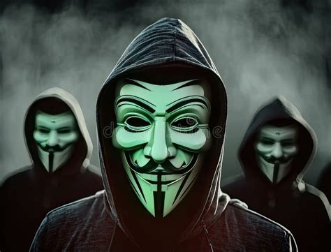 Anonymous Hacking Group Unknown Men In Black Hoodie With Hoods And