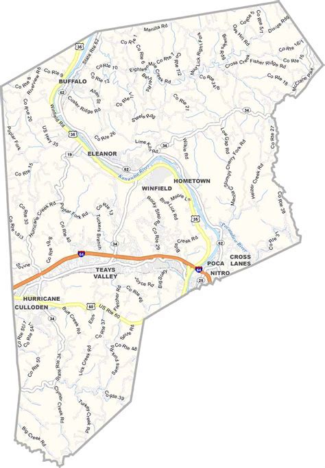 Putnam County Map West Virginia Us County Maps