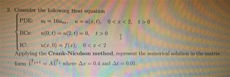 Solved 2 Consider The Following Heat Equation Pde Ut
