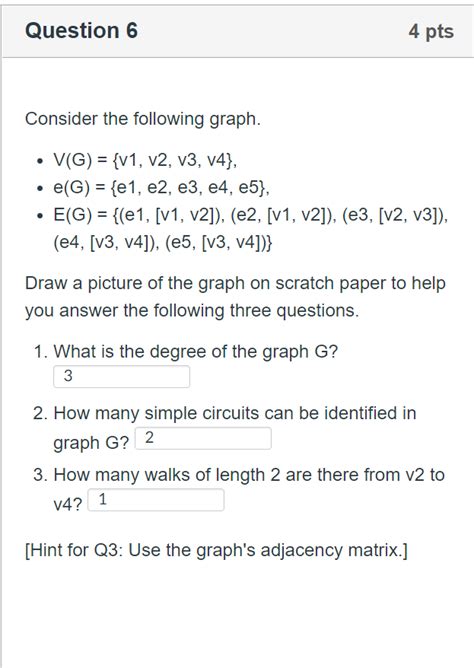 Solved Consider The Following Graph V G V V V V Chegg