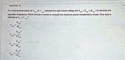 Solved Question 19 For A Two Terminal Circuit Let E In V Denote The