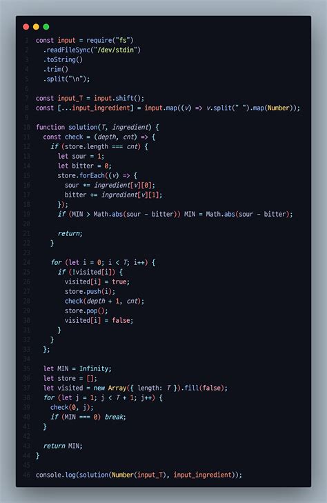 백준 Silver 2 문제 백준 Nodejs 자바스크립트 2961 도영이가 만든 맛있는 음식 완전 탐색 — 윤수현의 개발 공간