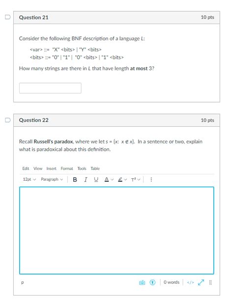Solved D Question 21 10 Pts Consider The Following Bnf