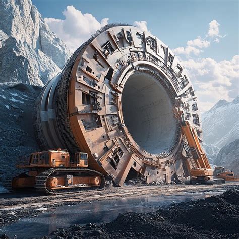 Tunnel Boring Machine Starting Massive Excavation Premium Ai Generated Image