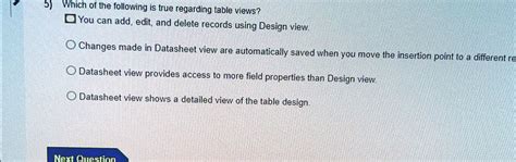 5 which of the following is true regarding table views you can add