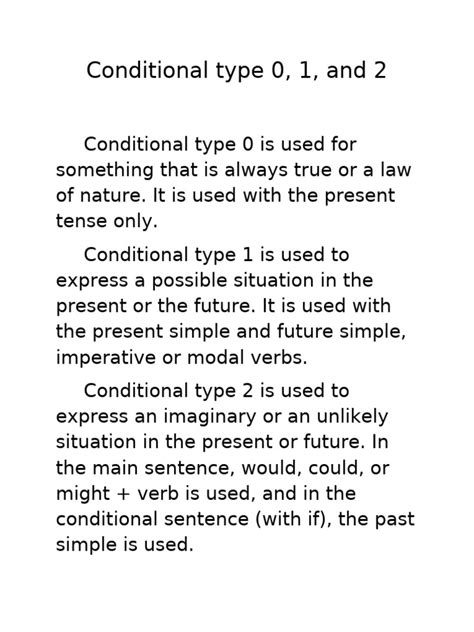 Conditionals Type 0 1 And 2 Pdf