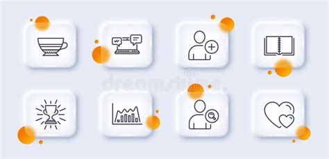 Mocha Internet Chat And Infographic Graph Line Icons Pack For Web App 3d Glass Buttons