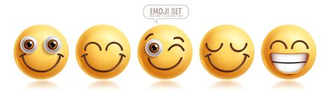 이모티콘 행복 이모티콘 문자 벡터 세트 이모티콘 3d 캐릭터 행복하고 미소 짓고 재미 있고 즐기고 웃는 얼굴 표정 3차원 형태에 대한 스톡 벡터 아트 및 기타 이미지