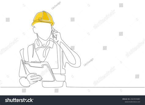 Single Continuous Line Drawing Foreman Controlling Stock Vector Royalty Free 2167474487