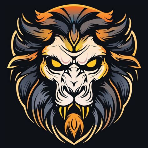 Gráficos De Calavera De León De Estilo Retro Vector Premium