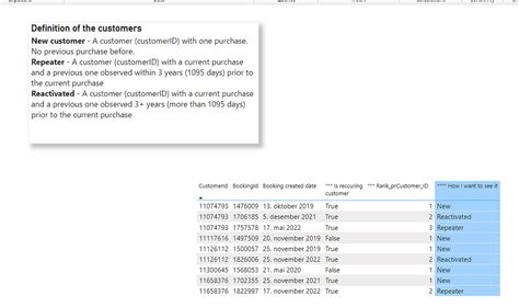 Dynamically Defining Customers As New Repeaters And Reactivated