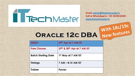 Techmaster Oracle 12c With 18c 19c Features Dba Batch