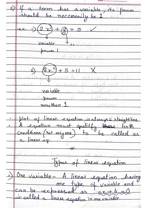 SOLUTION Class Maths Chapter Linear Equations Full Notes Detailed Handwritten Notes