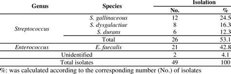 Prevalence Of Streptococcus And Enterococcus Isolated From The Diseased Download Scientific