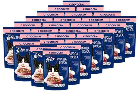 Felix ПРИРОДА ВКУСА для взрослых кошек с лососем в соусе 75 гр х 26 шт купить с доставкой по