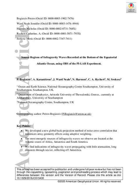 Pdf Source Regions Of Infragravity Waves Recorded At The Bottom Of