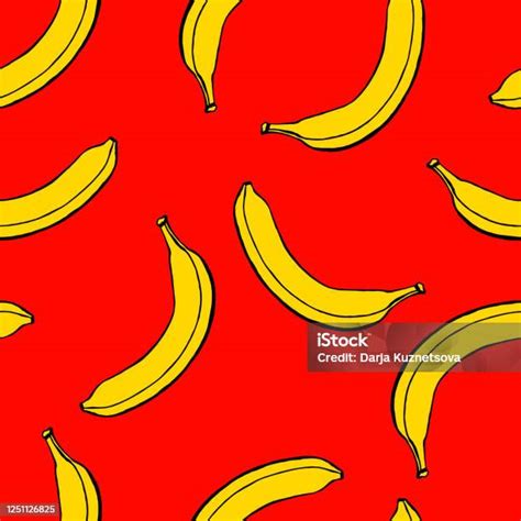 손으로 그린 과일 요소 바나나와 매끄러운 패턴 채식 벽지 디자인 포장 섬유 배경 디자인 엽서 및 포스터용 0명에 대한 스톡 벡터 아트 및 기타 이미지 Istock