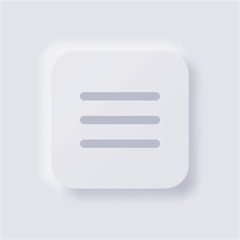 Three Bar Line Menu Icon White Neumorphism Soft Ui Design For Web Design Application Ui And