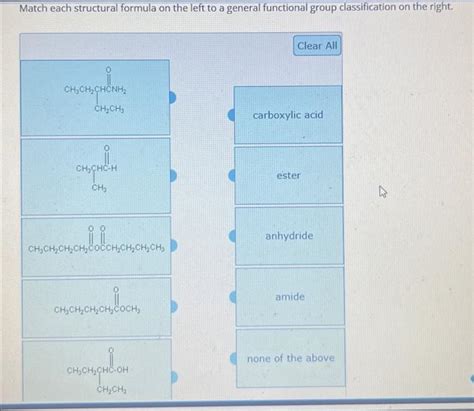 Solved Match Each Structural Formula On The Left To A Chegg