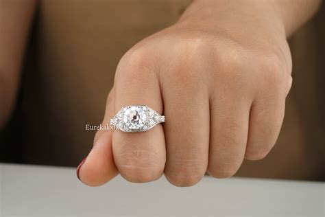 Vintage 275 Ct Old European Cut Moissanite Engagement Ring Eurekalook