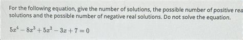 Solved For The Following Equation Give The Number Of