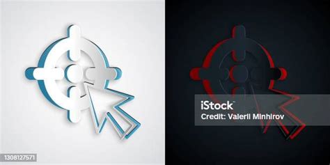 종이 컷 회색과 검은 색 배경에 격리 대상 재무 목표 개념 아이콘 상징적 인 목표 달성 성공 종이 아트 스타일 벡터 3차원 형태에 대한 스톡 벡터 아트 및 기타 이미지