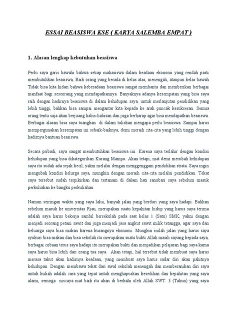Essai Beasiswa Kse Pdf
