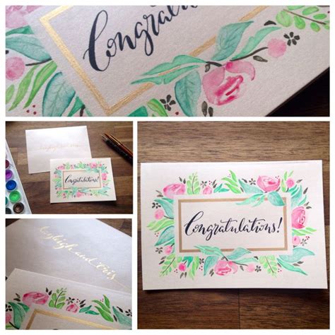 Watercolour Calligraphy Engagement Card