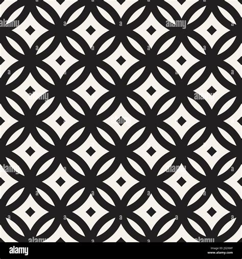 Vector Seamless Black And White Geometric Rounded Lines Pattern