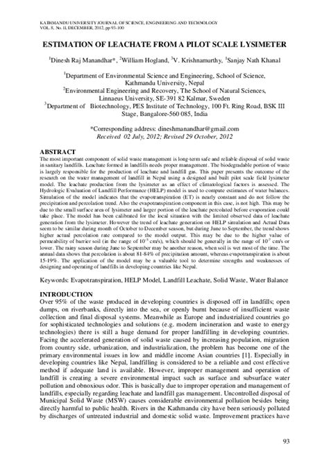 pdf estimation of leachate from a pilot scale lysimeter